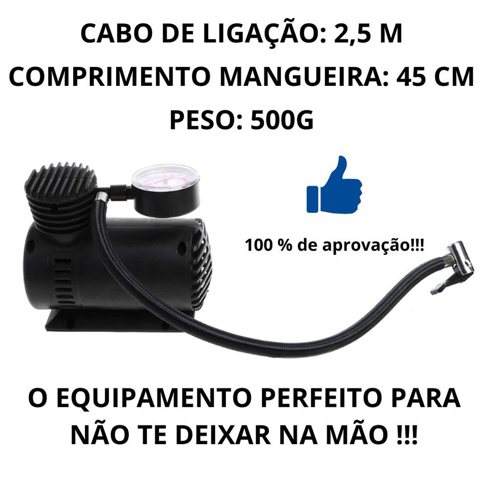 Compressor De Ar Multiuso Portátil 300 Psi 12v Com 3 Adaptadores Carro ...